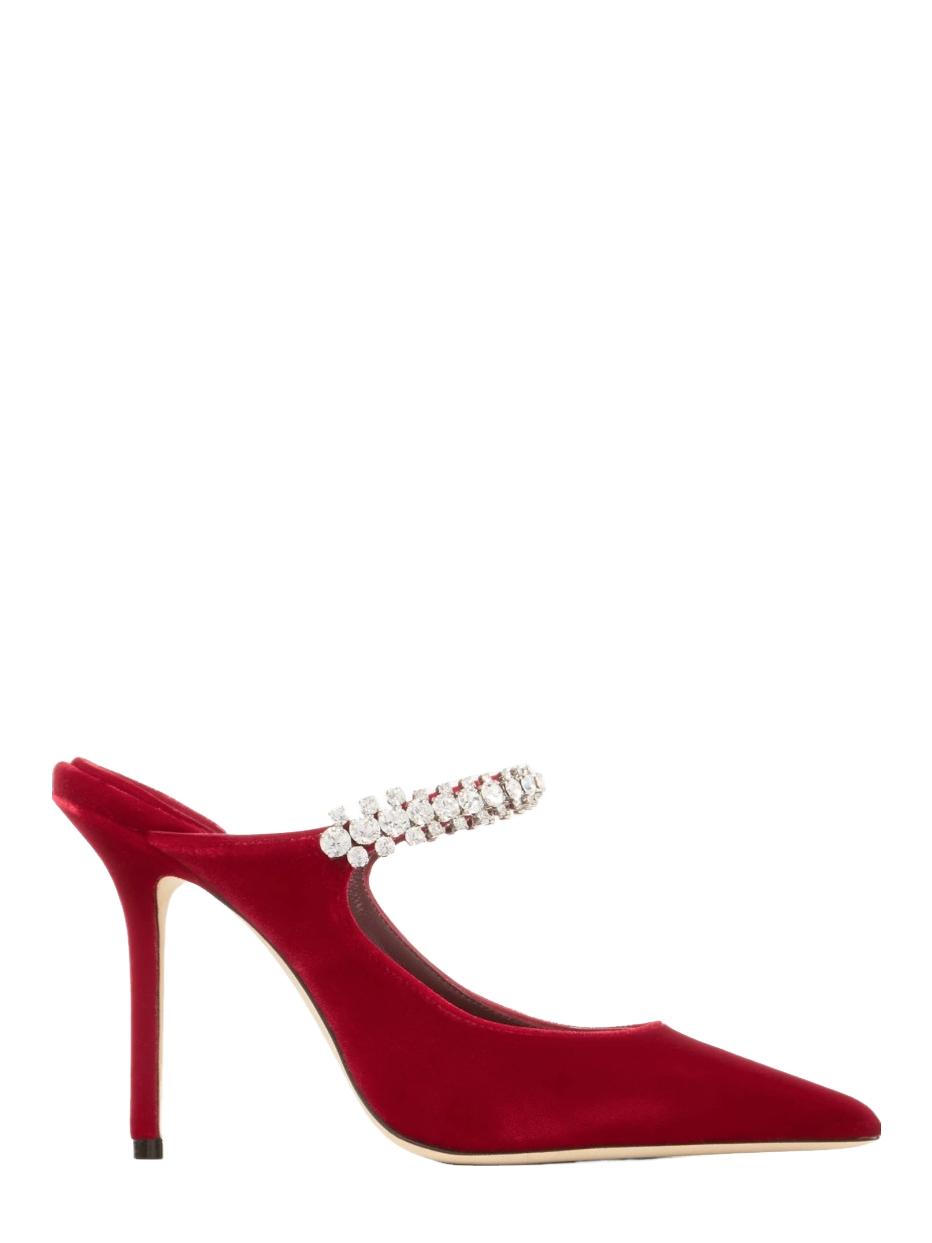 JIMMY CHOO Jimmy Choo Pointed-Toe High-Heeled Sandals with Crystal Embellishments